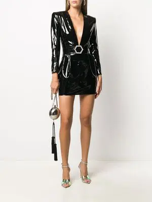 Philipp Plein Plunging V-neck Mini Dress