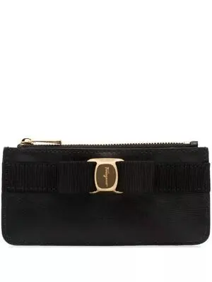 FERRAGAMO Vara Bow Long Leather Wallet - Black