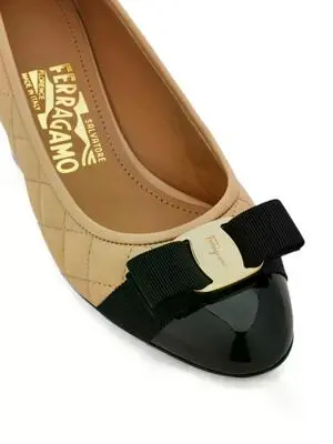 FERRAGAMO Vara Quilted Leather Pumps - Neutrals