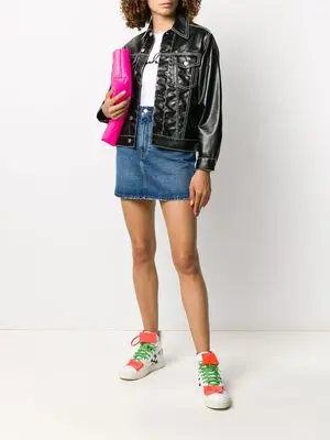 Off-White Logo Print Denim Skirt - Blue