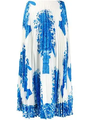 Valentino Garavani Ceramic Print Pleated Midi Skirt