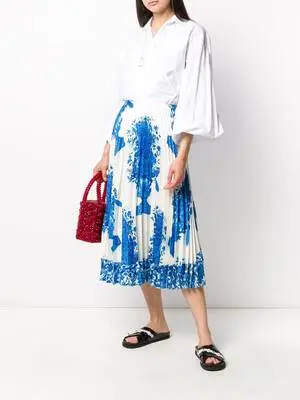Valentino Garavani Ceramic Print Pleated Midi Skirt