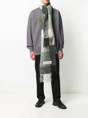 Acne Studios Checked Mohair-blend Scarf - Black