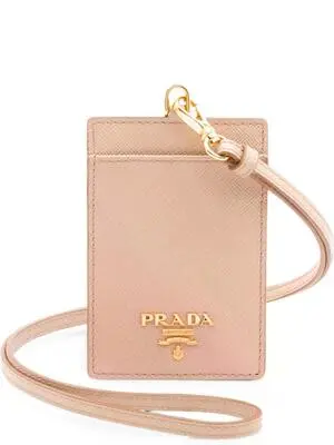 Prada Leather Badge Holder - Neutrals