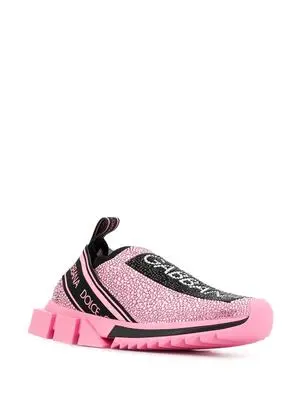 Dolce & Gabbana Sorrento Embellished Slip-on Sneakers - Pink