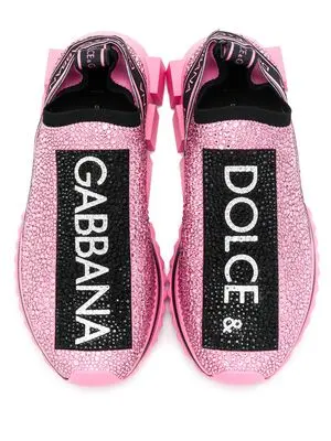 Dolce & Gabbana Sorrento Embellished Slip-on Sneakers - Pink