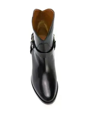 FRANCESCO RUSSO Leather Ankle Boots With Strap Embellishment