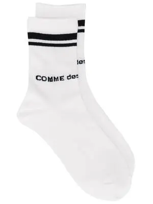 Comme Des Garçons Logo-print Striped Socks - White