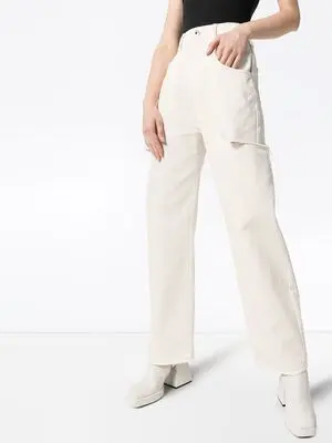 MAISON MARGIELA High-waisted Loose Fit Jeans With Slash Details - White