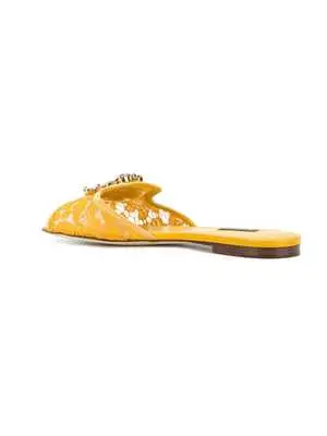 Dolce & Gabbana Bianca Rainbow Lace Brooch-detail Sandals - Yellow