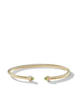 David Yurman David Yurman 18kt Yellow Gold Cablespira Diamond And Peridot Bracelet 88aprdi