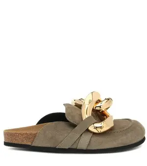JW Anderson Embellished Suede Slippers - Green