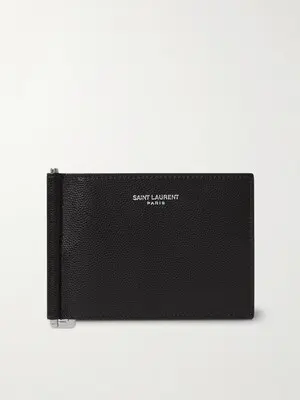 Saint Laurent Pebble-grain Leather Billfold Wallet With Money Clip - Black