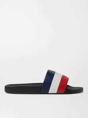 Moncler Basile Logo-embossed Striped Rubber Slides - Black
