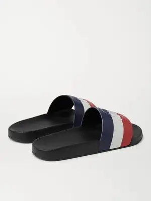 Moncler Basile Logo-embossed Striped Rubber Slides - Black
