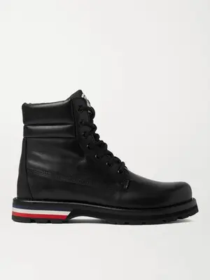 Moncler Vancouver Striped Leather Hiking Boots - Black