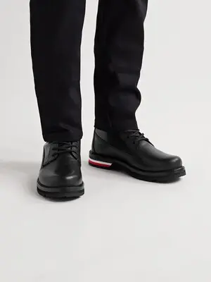Moncler Vancouver Striped Leather Hiking Boots - Black