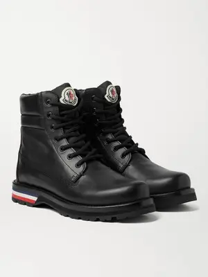 Moncler Vancouver Striped Leather Hiking Boots - Black