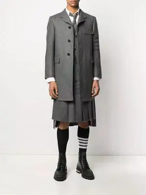 Thom Browne Flannel 4-bar Classic Chesterfield Overcoat - Grey