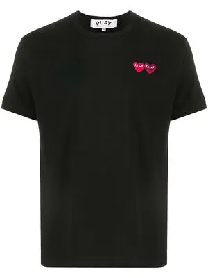 Play Comme Des Garcon Double Heart Patch Short Sleeve T-shirt