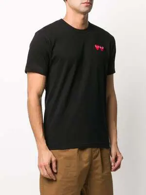 Play Comme Des Garcon Double Heart Patch Short Sleeve T-shirt