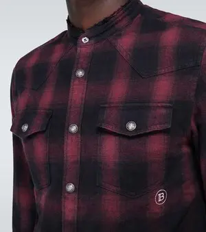 Balmain Cotton Flannel Checked Shirt