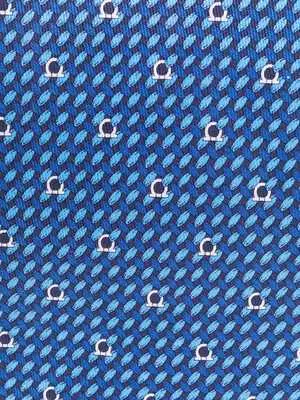 FERRAGAMO Gancio Print Neck Tie - Blue