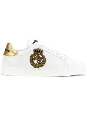 Dolce & Gabbana Portofino Leather Sneakers - White