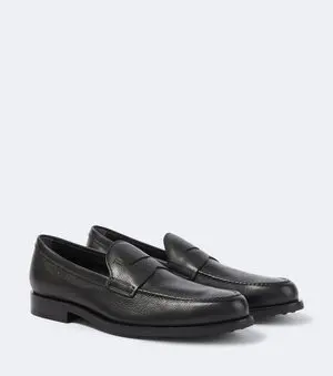 TOD'S Leather Penny Loafers - Black