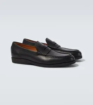 TOD'S Leather Penny Loafers - Black