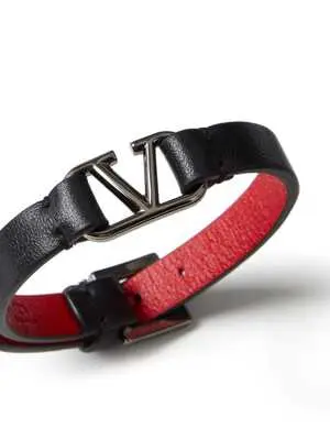 Valentino Garavani Vlogo Signature Leather Bracelet - Black