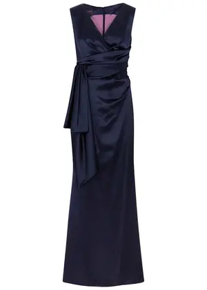 Talbot Runhof Bosworth Wrap-effect Satin Gown