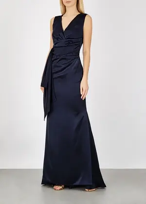 Talbot Runhof Bosworth Wrap-effect Satin Gown