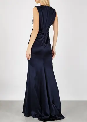 Talbot Runhof Bosworth Wrap-effect Satin Gown