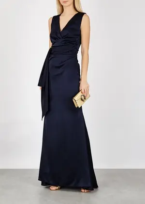 Talbot Runhof Bosworth Wrap-effect Satin Gown