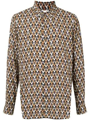 PORTS V Geometric Print Long-sleeve Shirt
