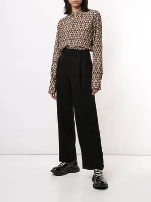 PORTS V Geometric Print Long-sleeve Shirt