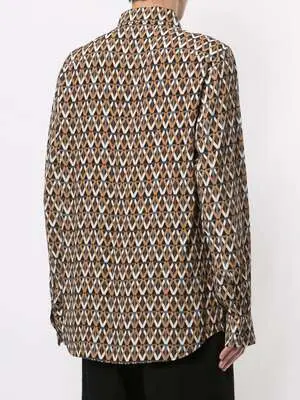 PORTS V Geometric Print Long-sleeve Shirt