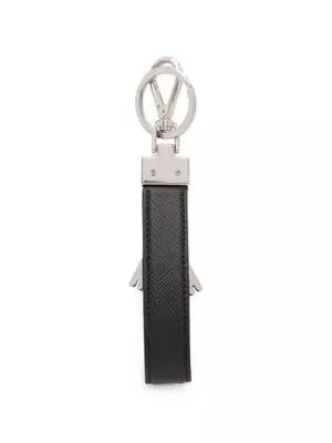 Prada Triangle-logo Leather Keychain - Black