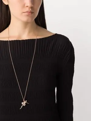 SHAUN LEANE Cherry Blossom Diamond And Pearl Flower Pendant Necklace - Gold