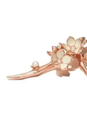 SHAUN LEANE Cherry Blossom Diamond And Pearl Flower Pendant Necklace - Gold