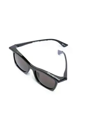Balenciaga Rim Rectangle-frame Sunglasses - Black