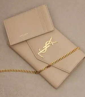 Saint Laurent Uptown Leather Chain Bag - Beige