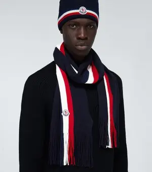 Moncler Wool Ribbed Scarf - Blue