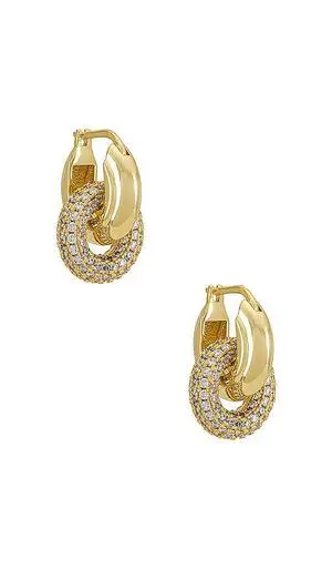 LUV AJ Pave Interlock Hoop Earrings