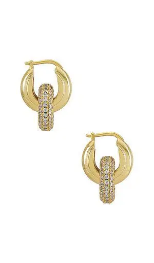 LUV AJ Pave Interlock Hoop Earrings