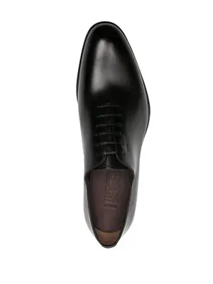 FERRAGAMO Tramezza Calf Leather Oxford Shoes - Black