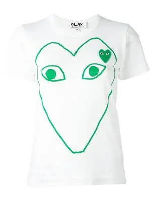 Play Comme Des Garcon Logo Outline Print T-shirt