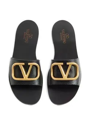 Valentino Garavani Vlogo Signature Leather Sandals - Black