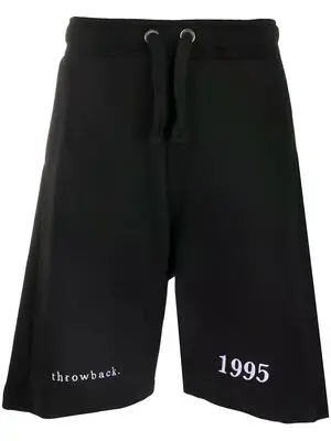 THROWBACK. Logo Embroidered Track Shorts - Black